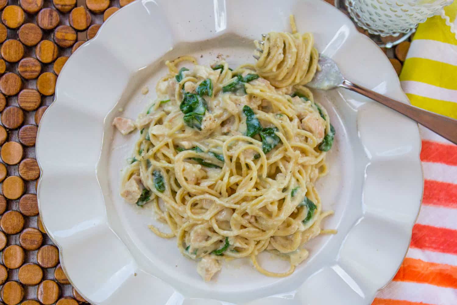 creamy chicken florentine pasta - Feeling Foodish