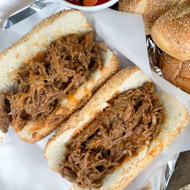 Instant Pot Italian Shredded Beef - Feeling Foodish