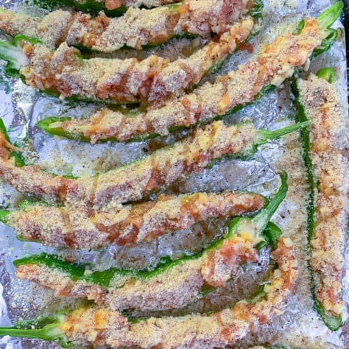 Stuffed Italian Long Hot Peppers (Sausage and Cheese) - Feeling Foodish