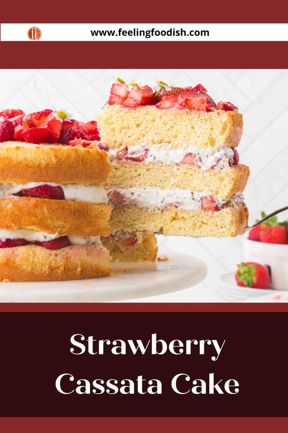 Italian Strawberry Cassata Cake - Feeling Foodish