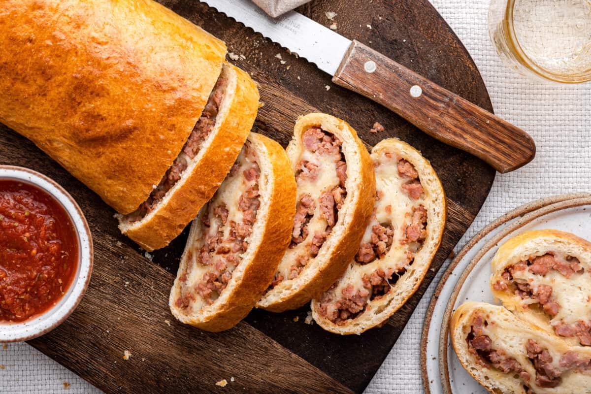 Sausage Bread (Sausage Stromboli) - Feeling Foodish